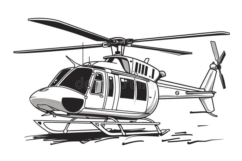 A Handdrawn of Helicopter Simple Vector Svg Illustration Black Monoline ...