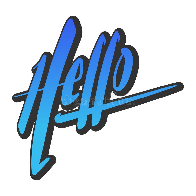 Hand Drawn of Hello Letter with Light Blue Gradient Color Stock Vector ...