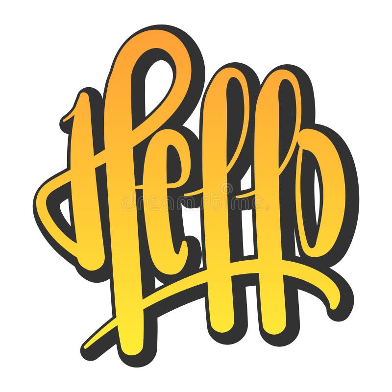 Hand Drawn of Hello Letter with Orange Gradient Color Stock Vector ...