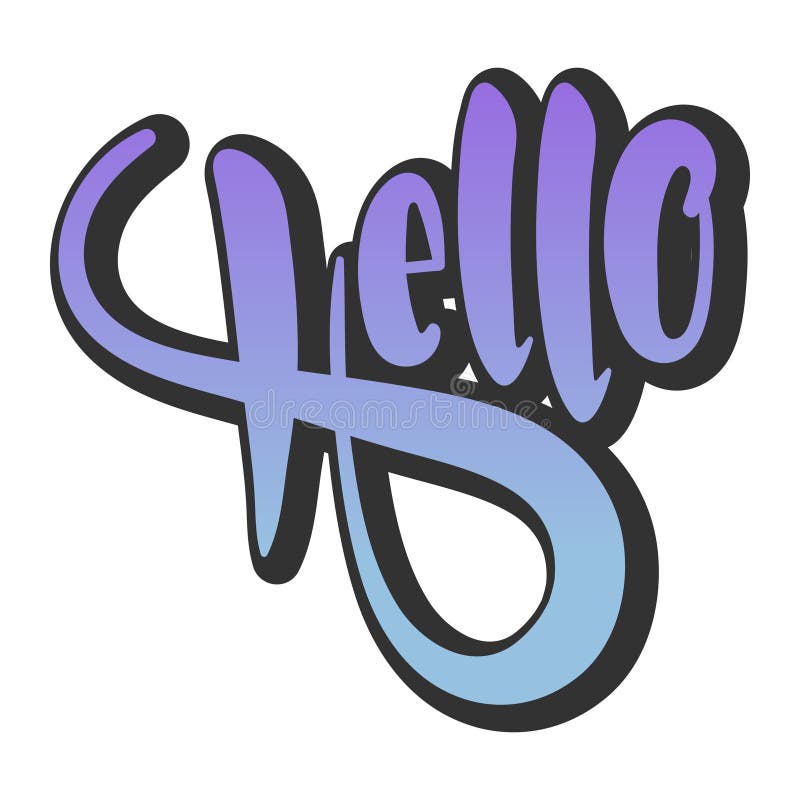 Hand Drawn of Hello Letter with Purple and Blue Gradient Color Stock ...