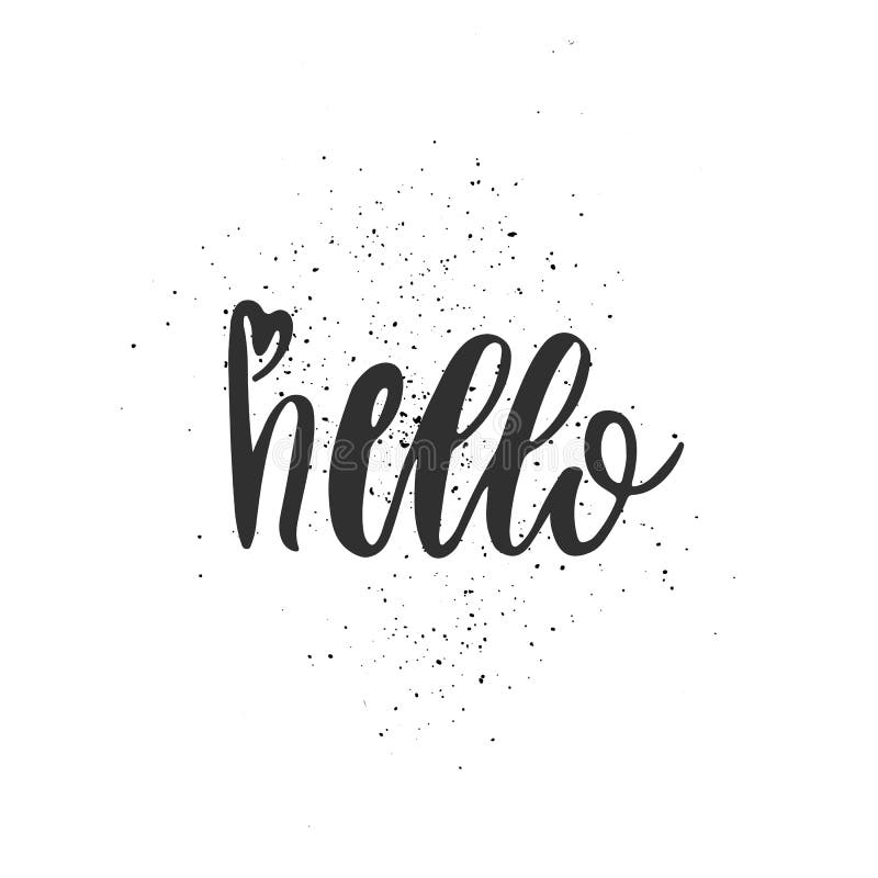 Hand Drawn Hello Word Lettering Illustration with Handmade Texture ...