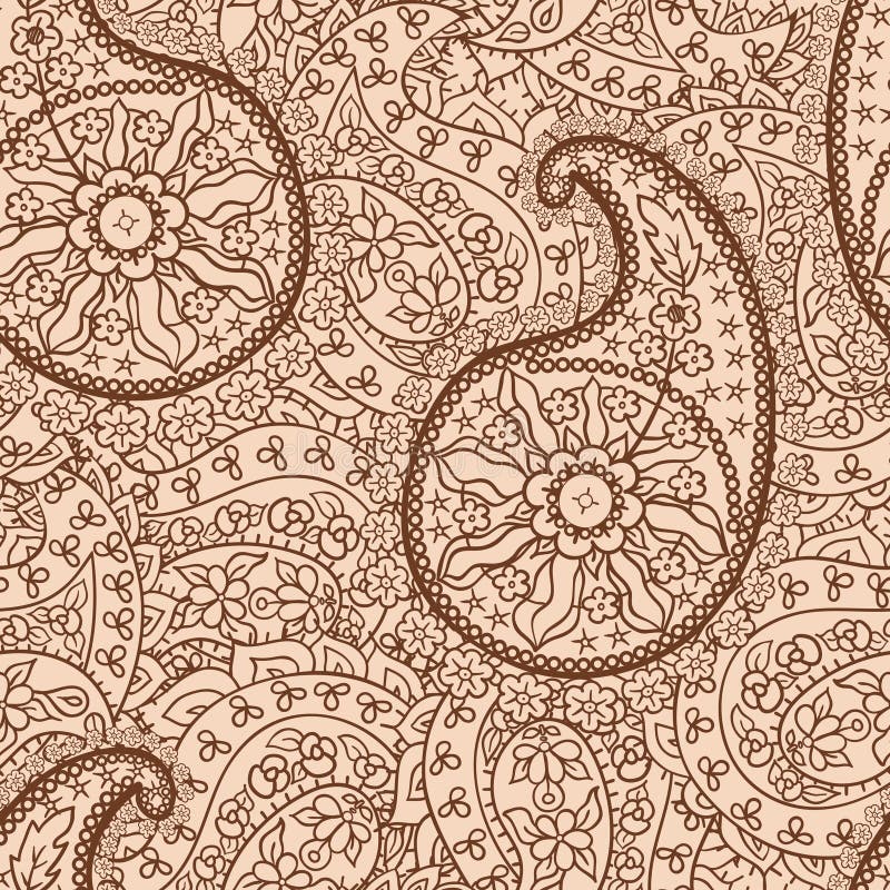 Hand-Drawn Henna Mehndi Abstract Pattern. Stock Vector - Illustration ...