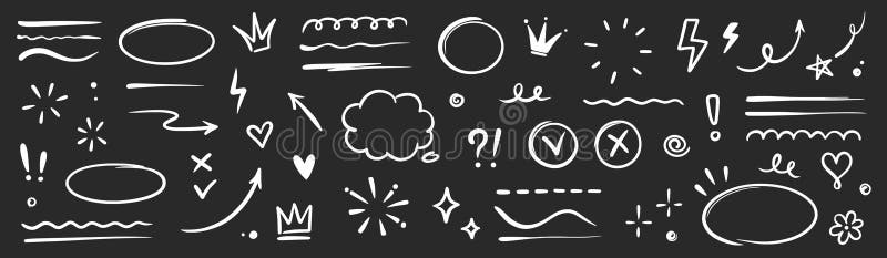 Hand Drawn Highlight, Text Underline, Emphasis Mark, Line Shape Set ...