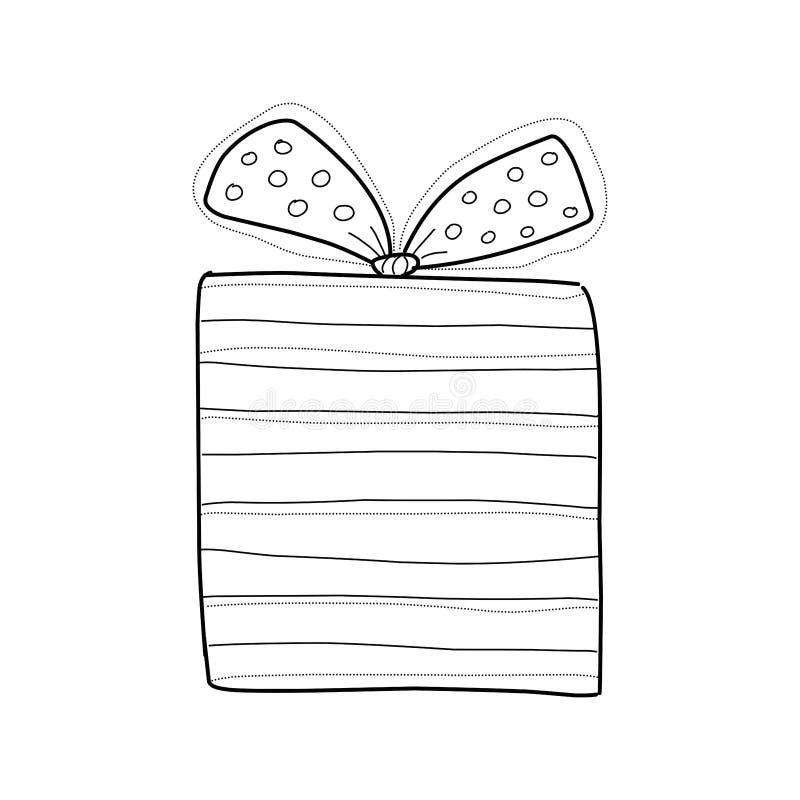 Hand Drawn Holiday Box in Doodle Style Stock Vector - Illustration of ...
