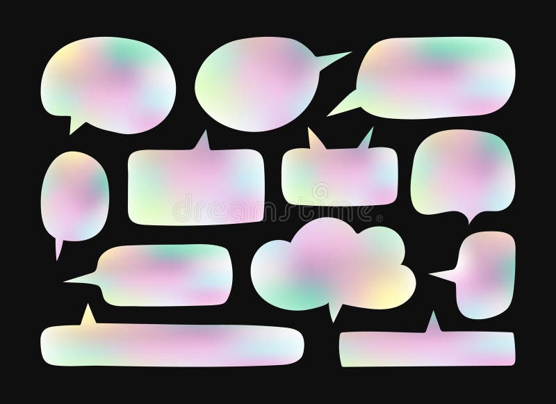 Hand Drawn Hologram Speech Bubbles. Stock Illustration - Illustration ...