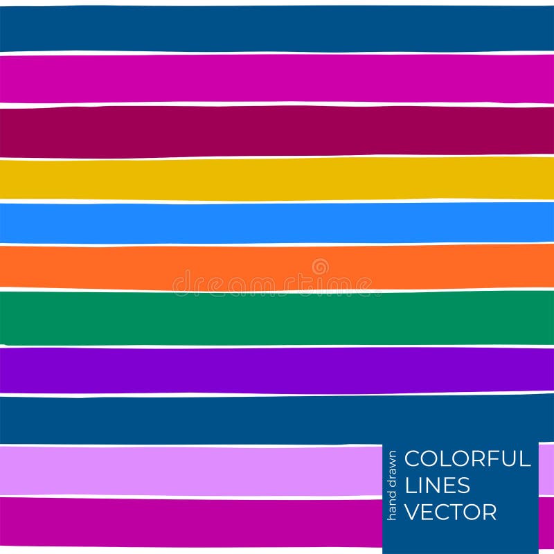 Hand Drawn Horizontal Parallel Colorful Lines Stock Vector ...