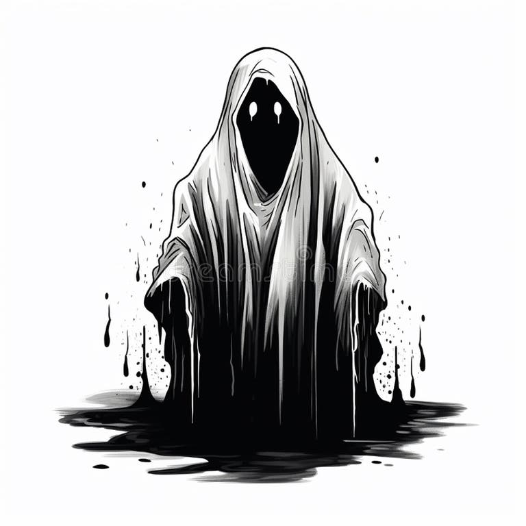 Hand-Drawn Horror Ghosts Classic Elegance Stock Illustration ...