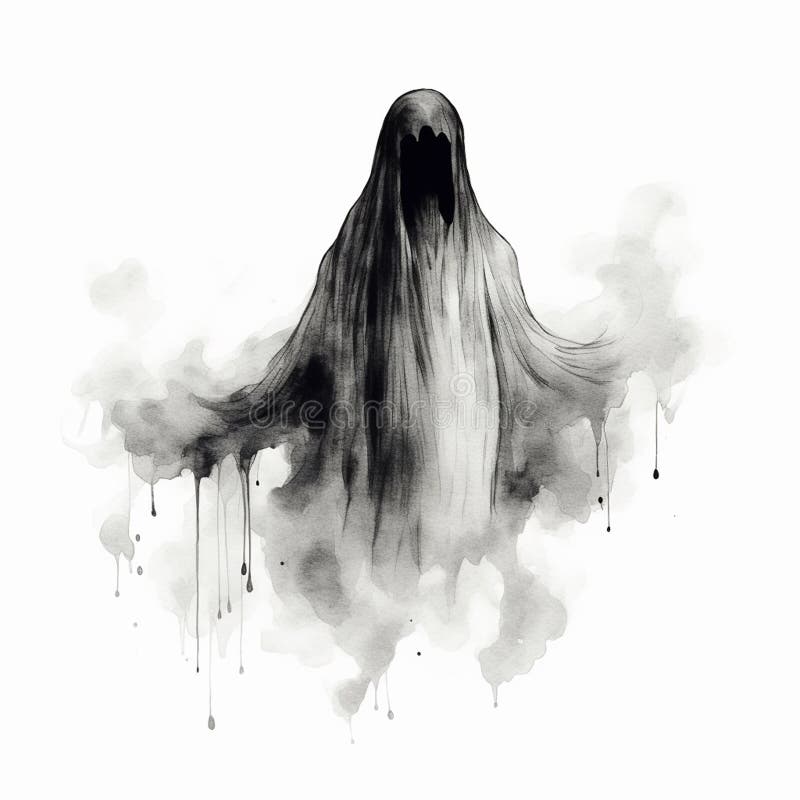 Hand-Drawn Horror Ghosts Vintage Elegance Stock Illustration ...