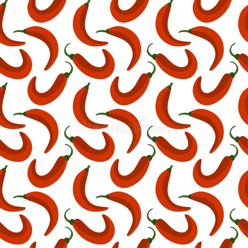 Hand Drawn Hot Red Pepper Vector Seamless Pattern Stock Vector ...
