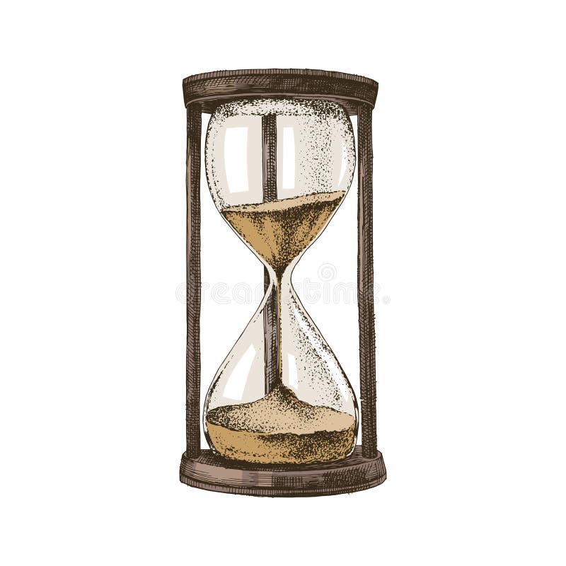 Hand Drawn Hourglass in Retro Style Stock Vector - Illustration of ...