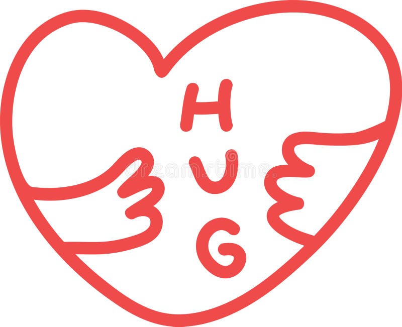 Hand Drawn Hug Heart stock illustration. Illustration of relationship ...