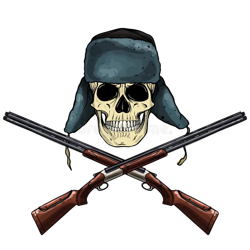 Hand drawn hunter skull stock vector. Illustration of death - 150882384