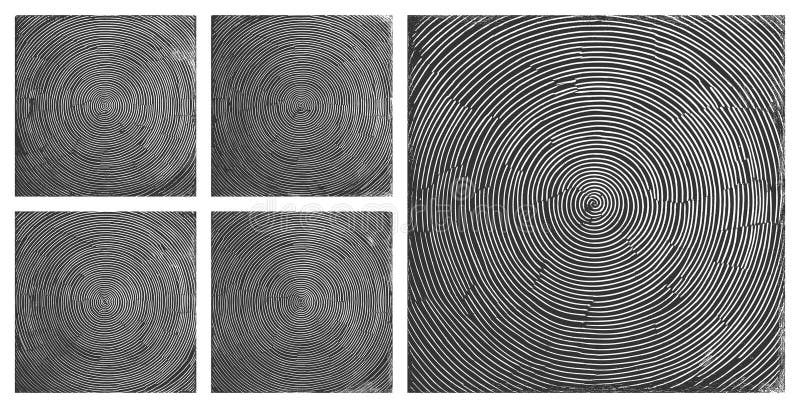 Hand Drawn Hypnotic Concentric Circles Assorted Textures Set Vector ...