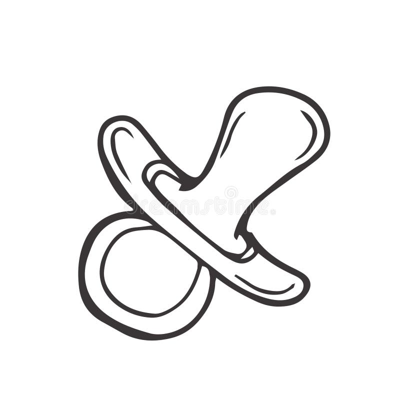 Hand Drawn Icon of Baby Pacifier Dummy in Doodle Style Isolated on ...