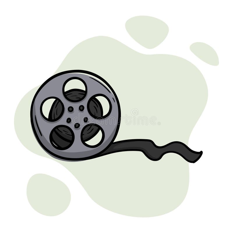 Hand Drawn Icon of Round Film Reel Stock Vector - Illustration of drawn ...