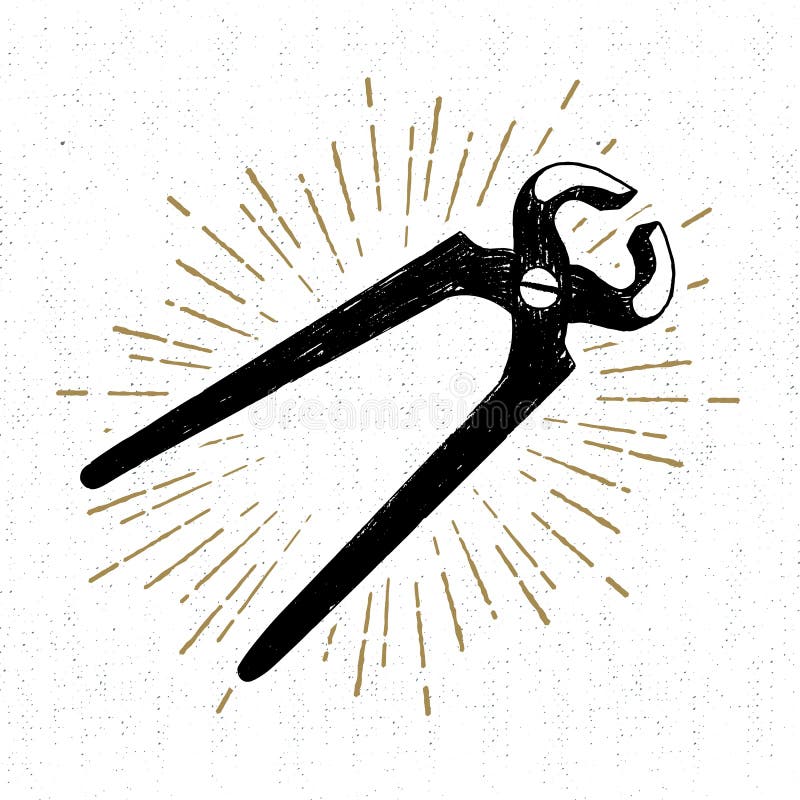 Hand Drawn Icon with a Textured Pincers Vector Illustration Stock ...