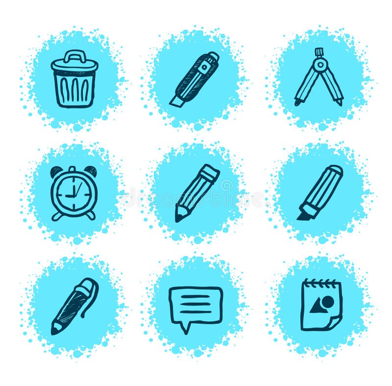Hand-drawn Icon Set: Computer & Web Stock Vector - Illustration of ...
