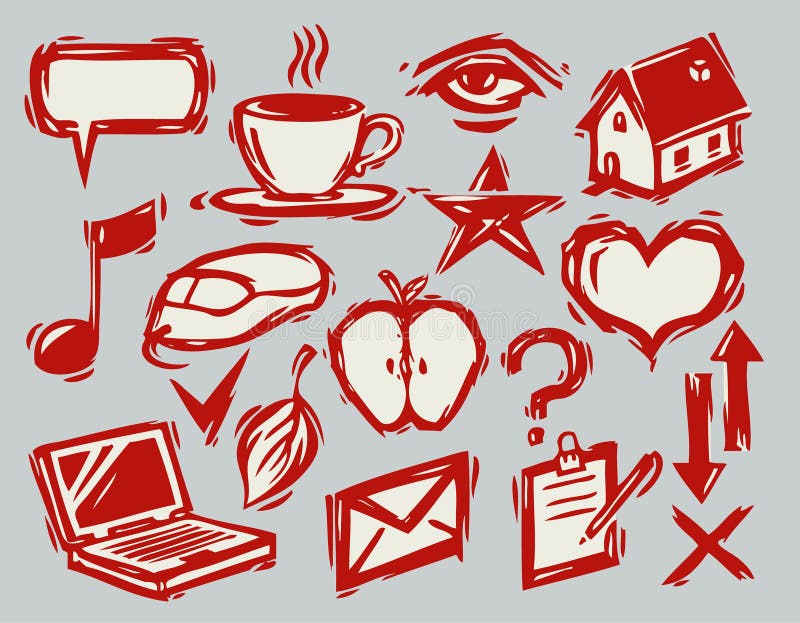 A hand drawn icons stock vector. Illustration of hand - 12203530