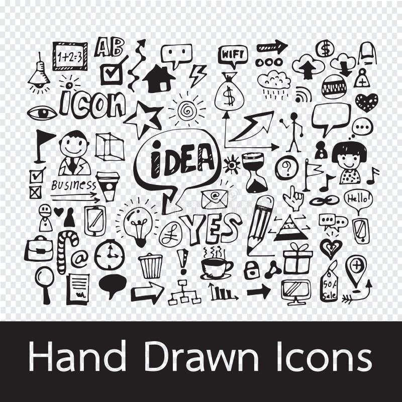 Set of hand drawn icons stock vector. Illustration of notes - 28706795