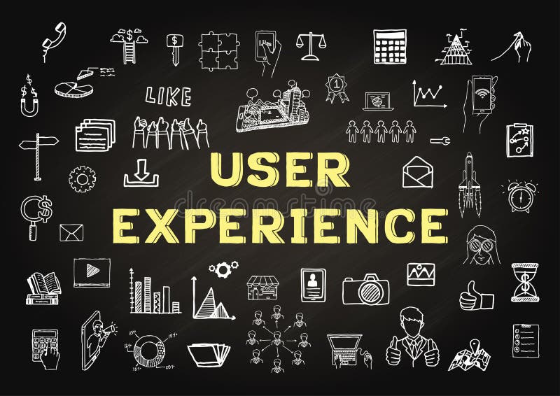 Hand Drawn Icons about USER EXPERIENCE on Chalkboard - Stock Stock ...