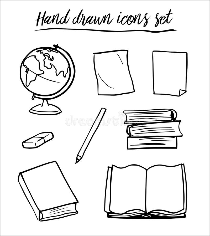 Hand Drawn Icons Vector Set Stock Vector - Illustration of hand, pencil ...