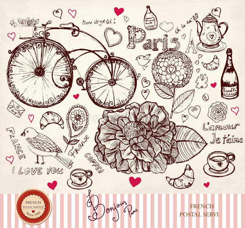 Hand drawn illustration stock vector. Illustration of paris - 29179931