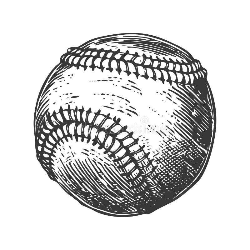 Vintage Baseball Ball Engraving, Hand Drawn Sport Equipment ...