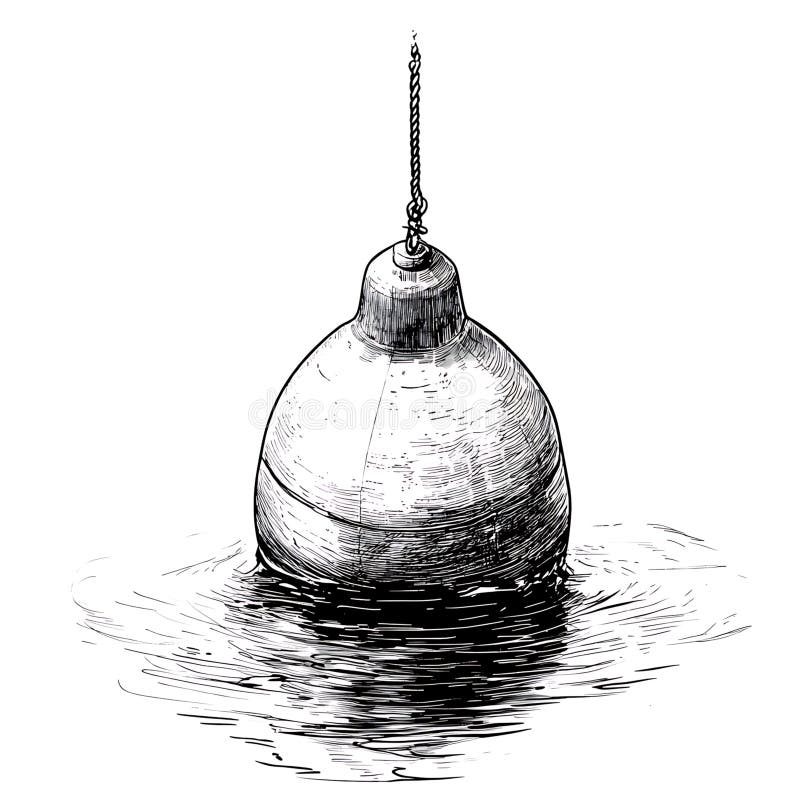 Hand-drawn Illustration of a Buoy Floating on Water Stock Illustration ...
