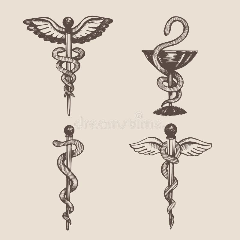 Caduceus drawing stock vector. Illustration of drawing - 22416973