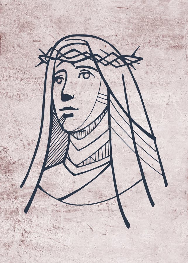 Hand Drawn Illustration of Catherine of Siena Stock Illustration ...