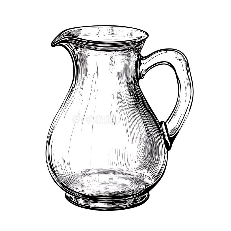 Hand-drawn Illustration of a Clear Glass Pitcher Stock Illustration ...