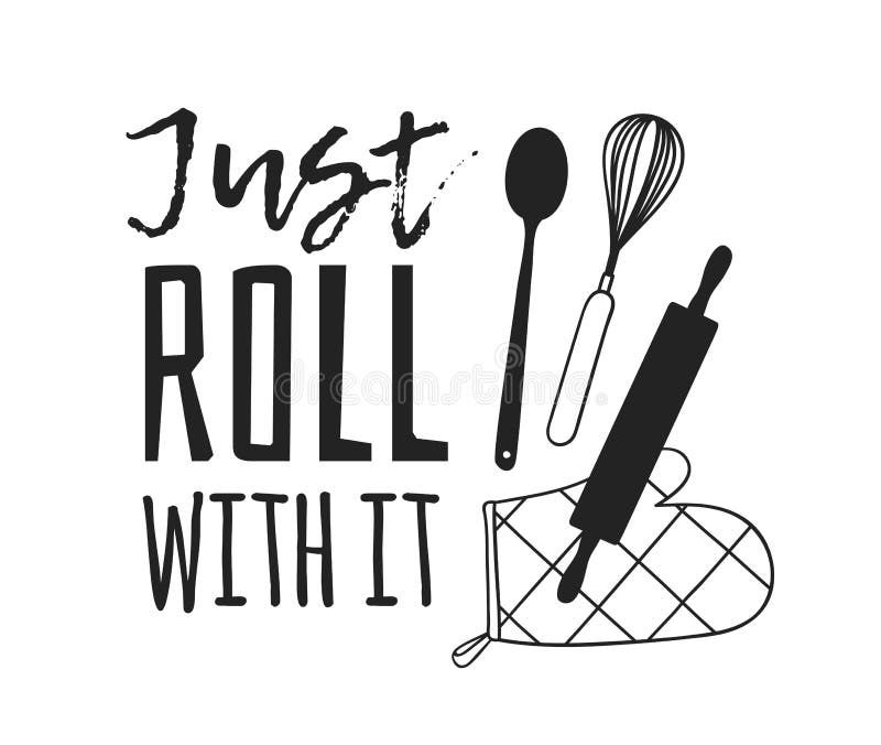 Hand Drawn Illustration Cooking Tools and Dishes and Quote. Creative ...