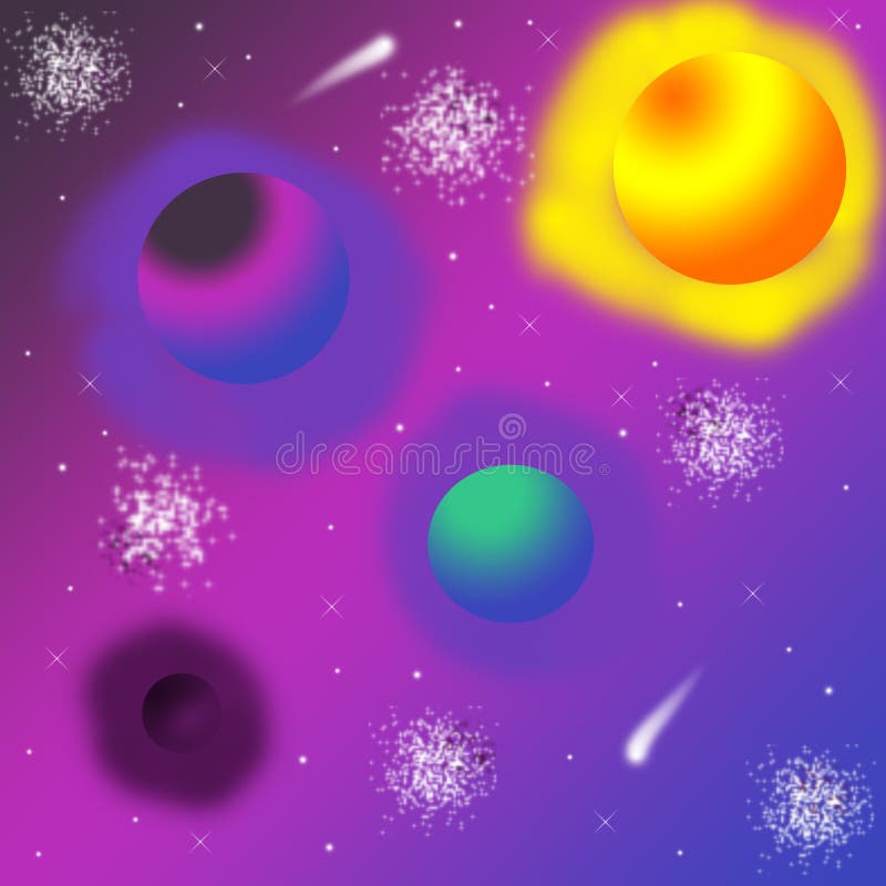 Hand Drawn Illustration the Cosmos. Abstract Planets. Stock ...