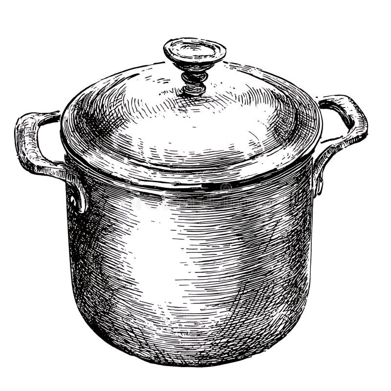 Hand-drawn Illustration of a Covered Pot Stock Illustration ...