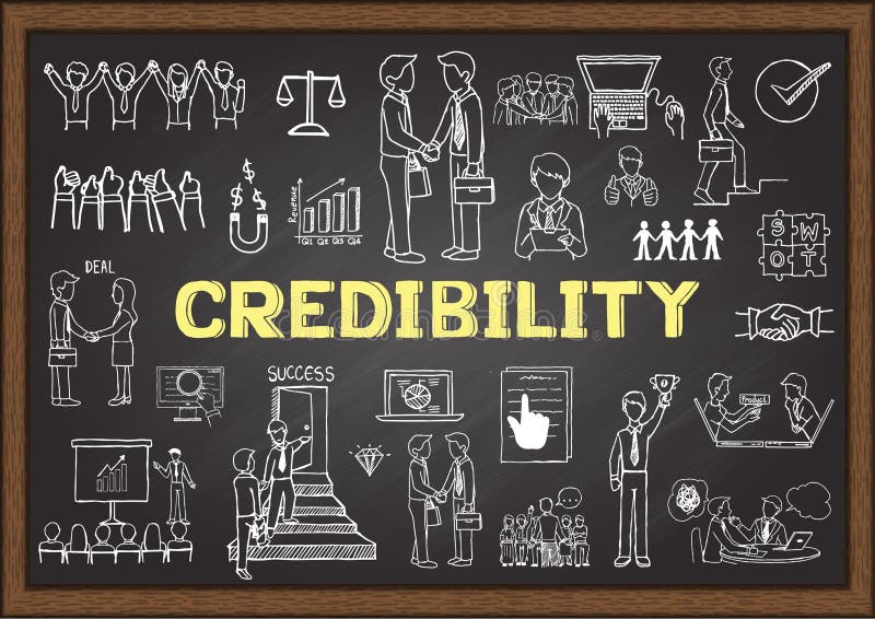 Hand Drawn Illustration about Credibility on Chalkboard.Vector ...