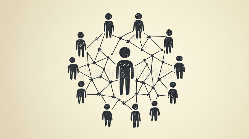 Teamwork Network Hand Drawn People Connection Diagram Stock ...