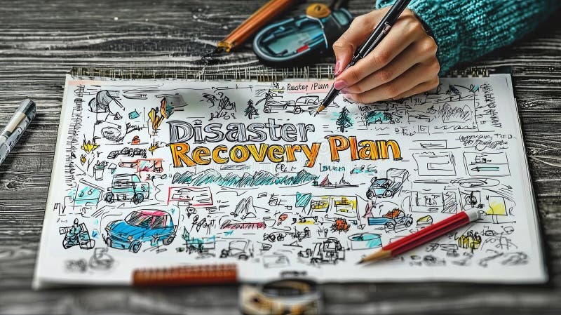 Creative Illustration of a Disaster Recovery Plan Being Developed Stock ...