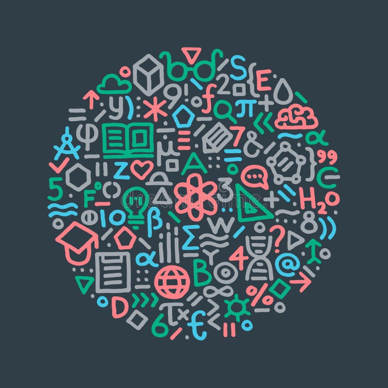 Hand Drawn Illustration. Education Signs and Symbols. Element for Web ...