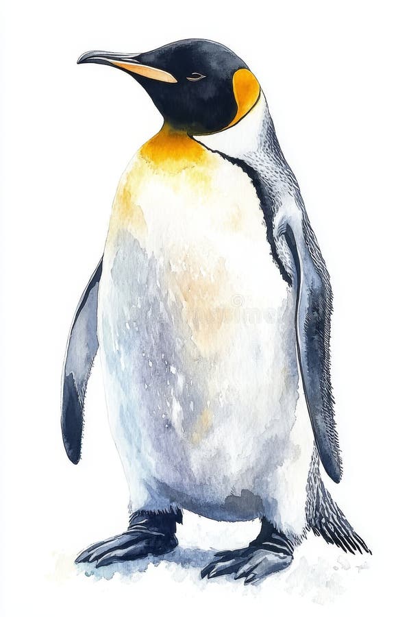 A Hand-drawn Illustration of an Emperor Penguin is Depicted in ...