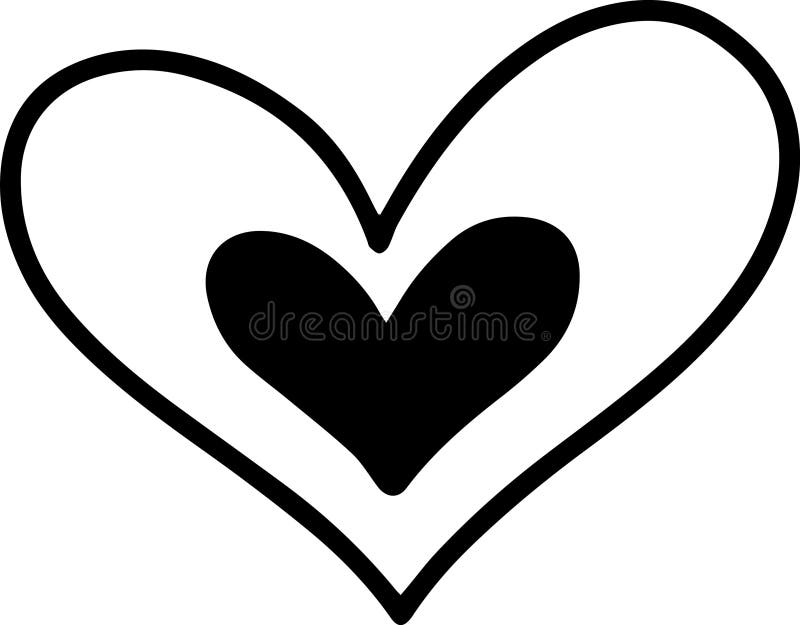 Hand Drawn Illustration Featuring a Heart Containing Another Heart ...