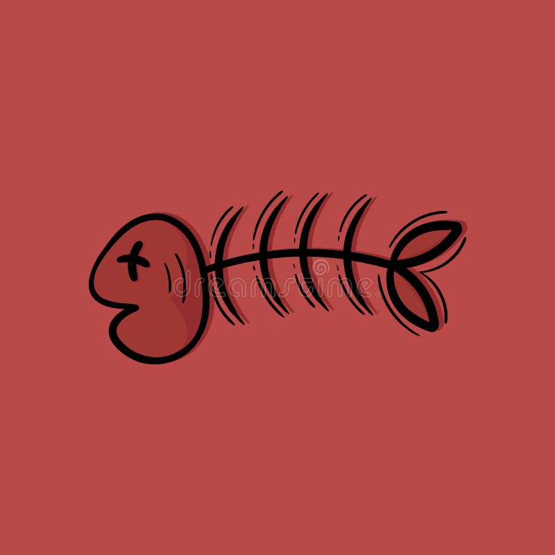 Fishbone Hand Drawn Seamless Pattern Stock Vector - Illustration of ...