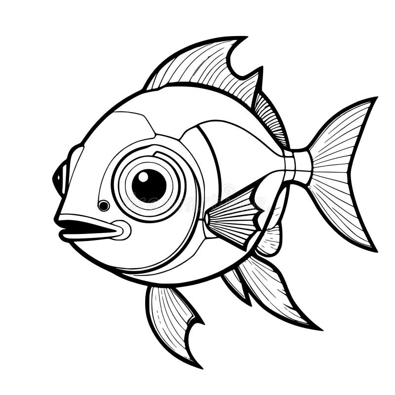 Hand Drawn Illustration of Fish Robot Stock Illustration - Illustration ...