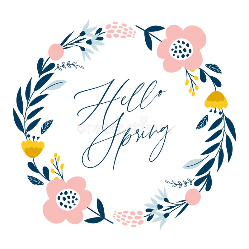 Floral Greeting Card with Flowers. Hello Spring Stock Vector ...