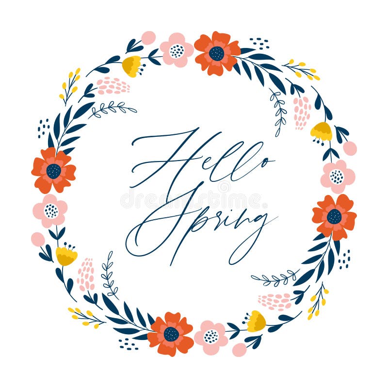 Floral Greeting Card with Flowers. Hello Spring Stock Vector ...