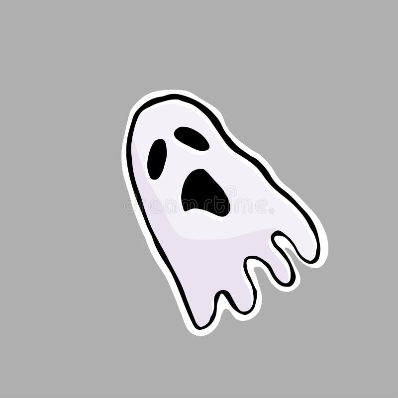 Hand Drawn Illustration. Ghost. Sticker Stock Vector - Illustration of ...