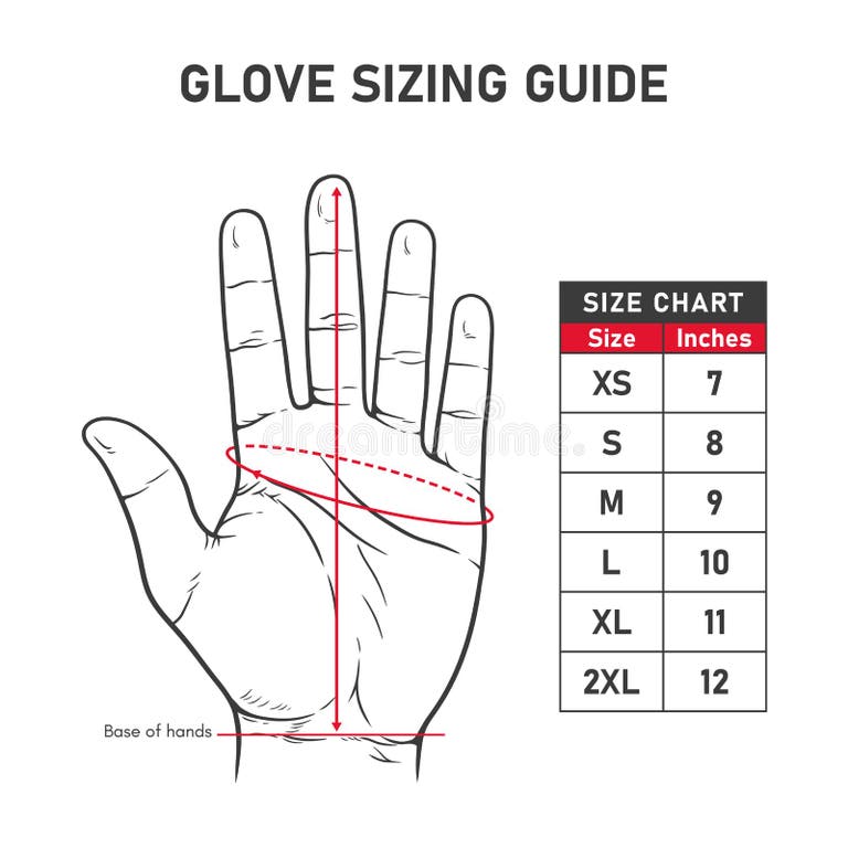 Hand Drawn Illustration of Hand Glove Sizing Guide and Charts Stock ...