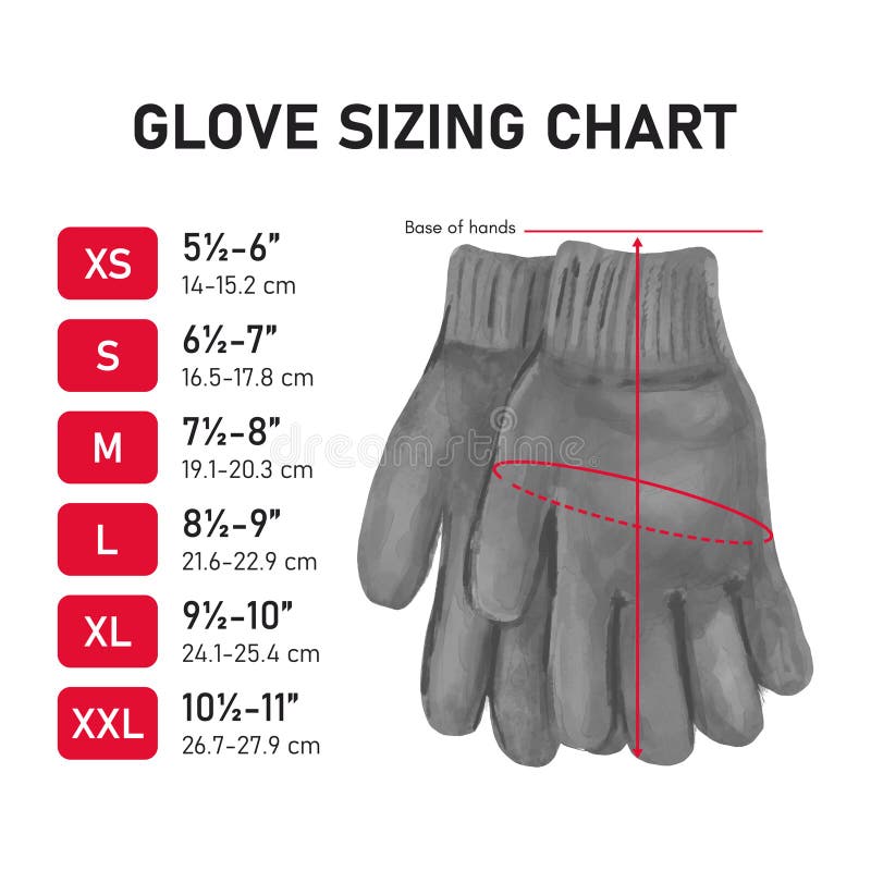 Hand Drawn Illustration of Hand Glove Sizing Guide and Charts Stock ...