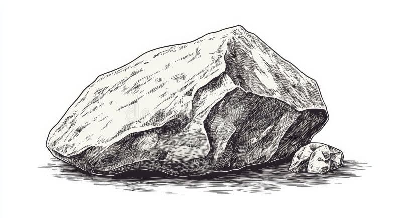 Hand Drawn Illustration of Heavy Rocks or Stones in Monochrome Stock ...