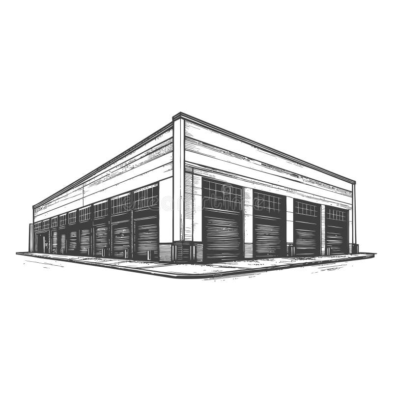 Large Industrial Warehouse Building with Multiple Roll-Up Doors Stock ...