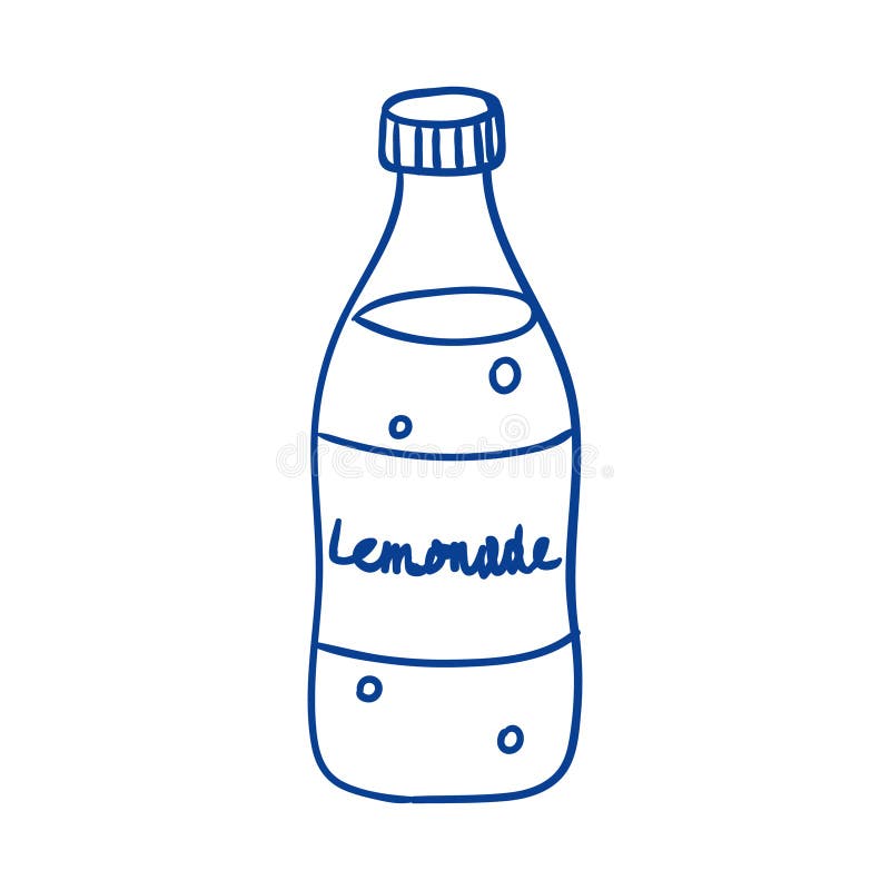 Lemonade Bottle Sketched in Simple Design with Handwritten Label and ...